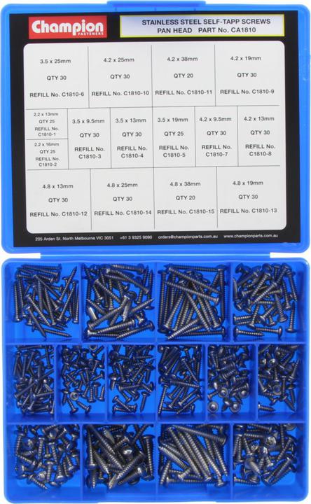 Champion Screw Self Tapp Panhead X'Recess Phillips Assortment Pack ...